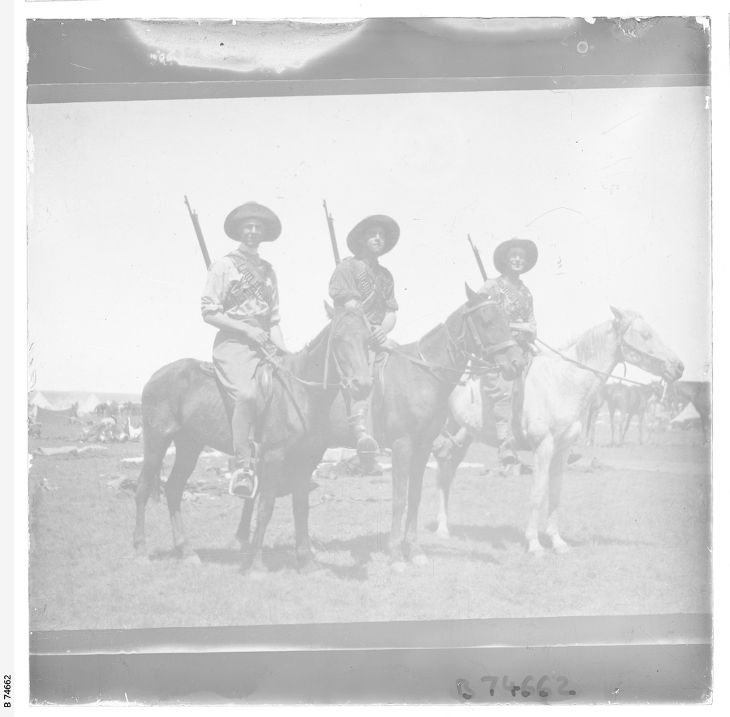 Three mounted soldiers • Photograph • State Library of South Australia