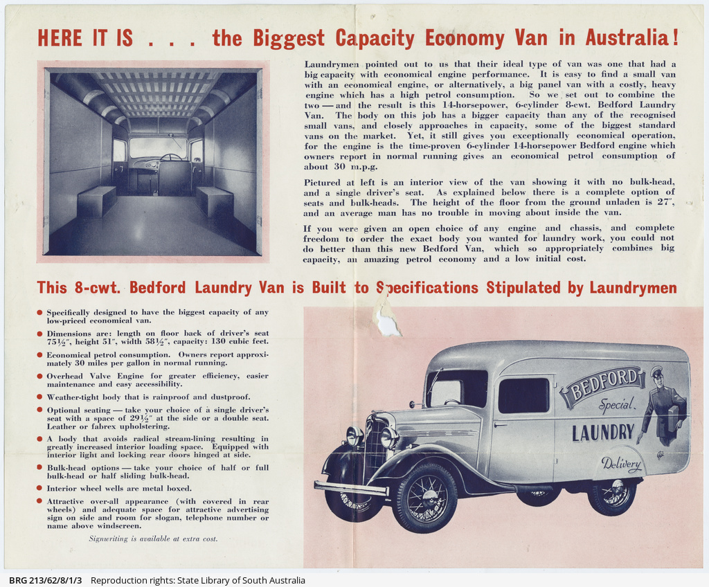 Bedford laundry van brochure • Photograph • State Library of South ...