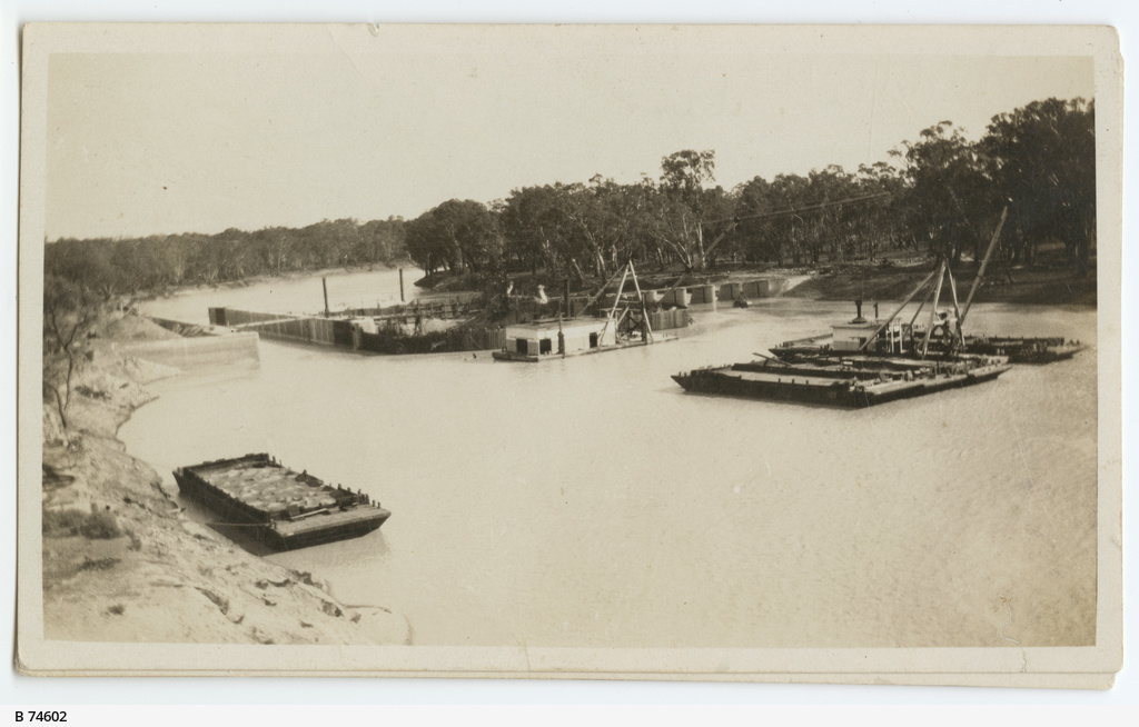 Barges at lock 2, Murray River • Photograph • State Library of South ...