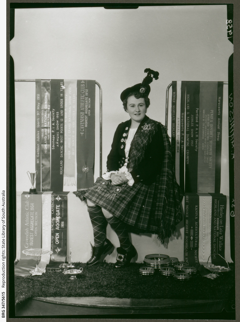 Miss Matheson with Highland dancing trophies • Photograph • State ...