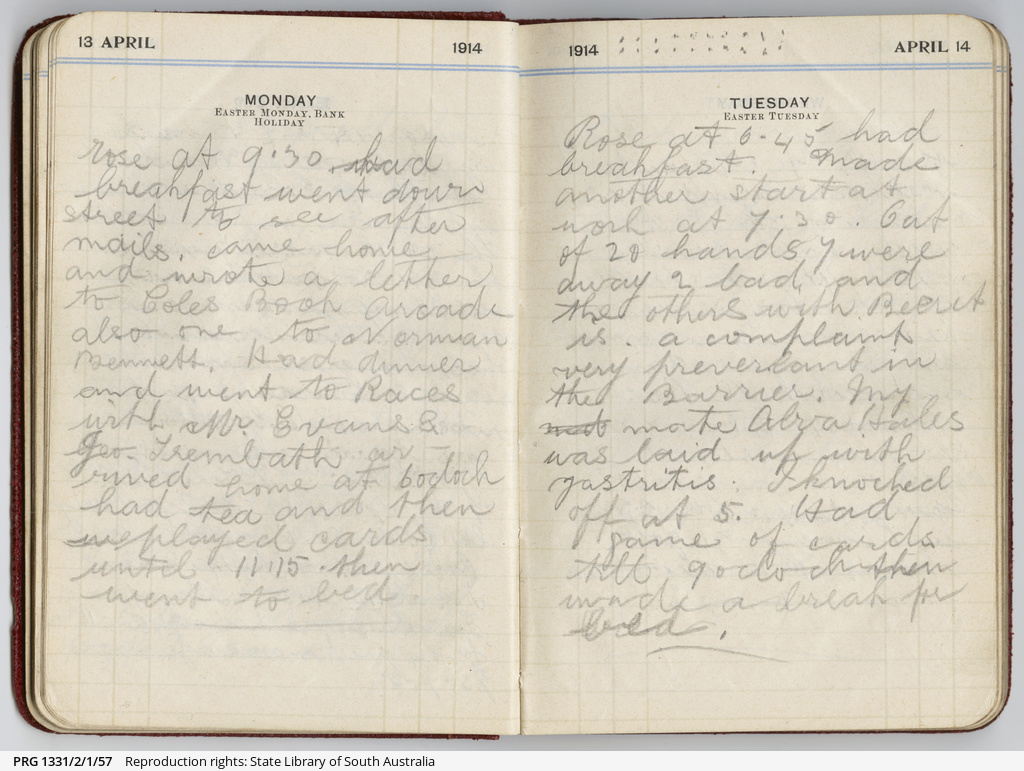 Diary of Frederick Leopold Terrell, 1914 • Manuscript • State Library ...