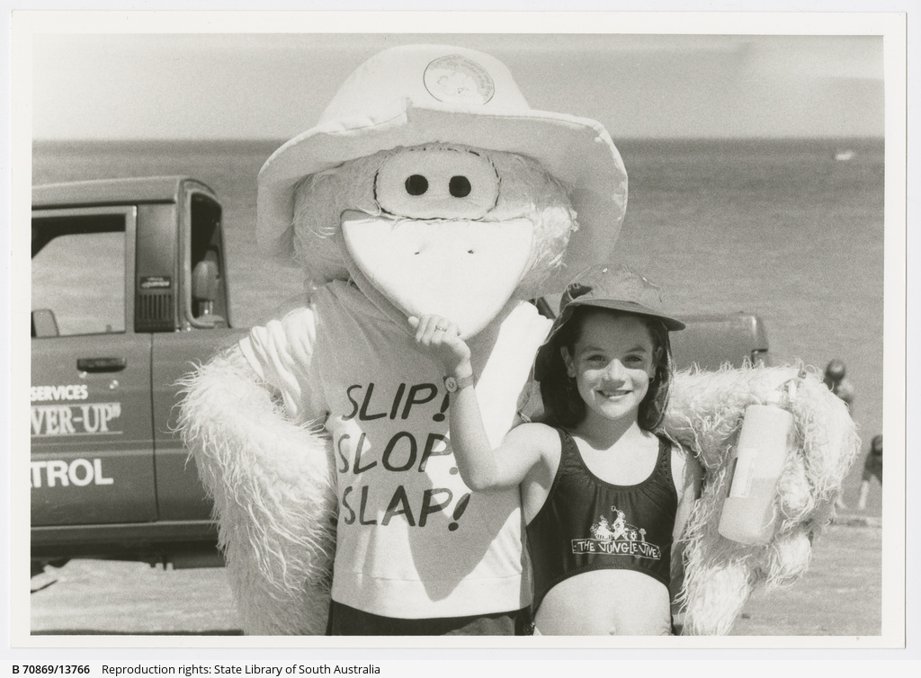 Sid Seagull, mascot for the Slip, Slap, Slop Anti-Cancer Campaign on ...