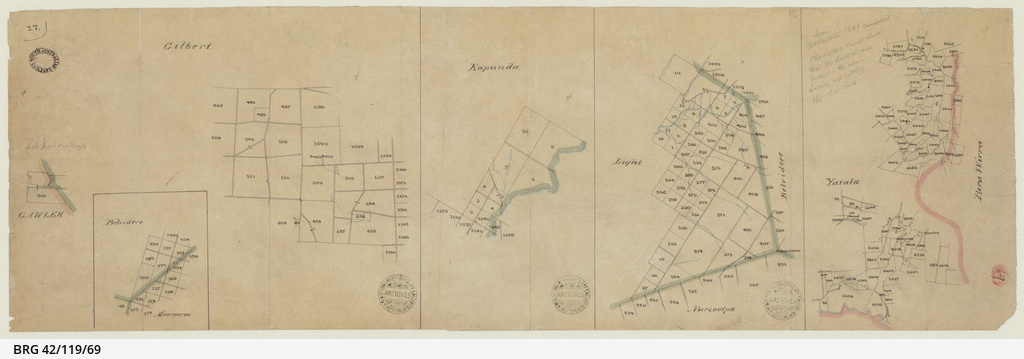 [Tracing showing sections in Hundreds of Gawler, Gilbert, Belvidere ...