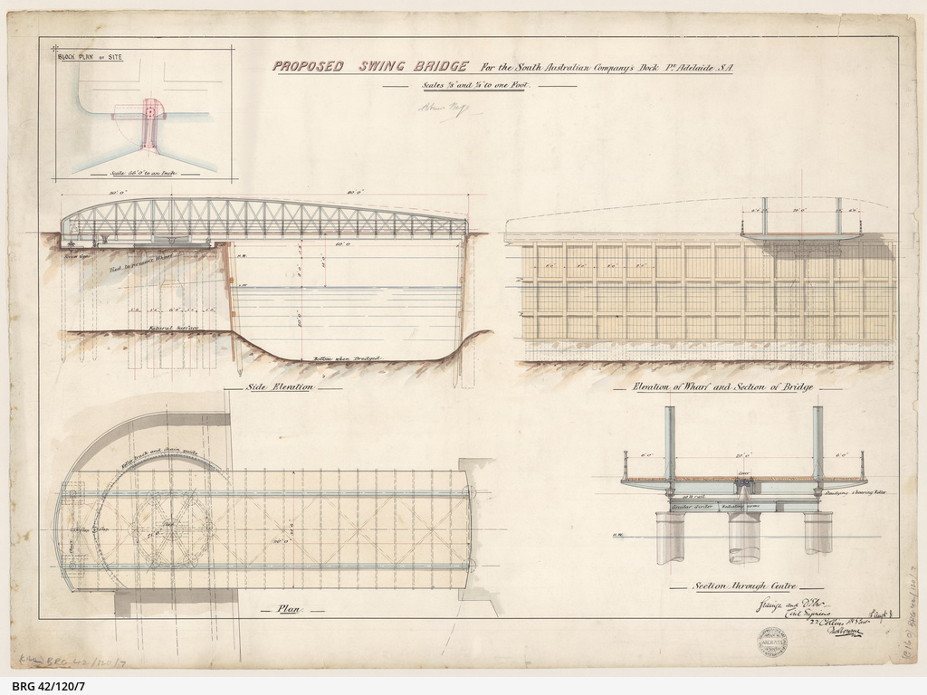 Drawings of the proposed Swing Bridge for the South Australian Company ...