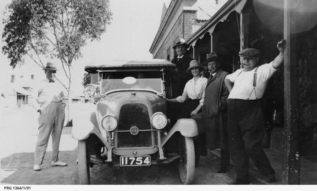 Five men with a car • Photograph • State Library of South Australia