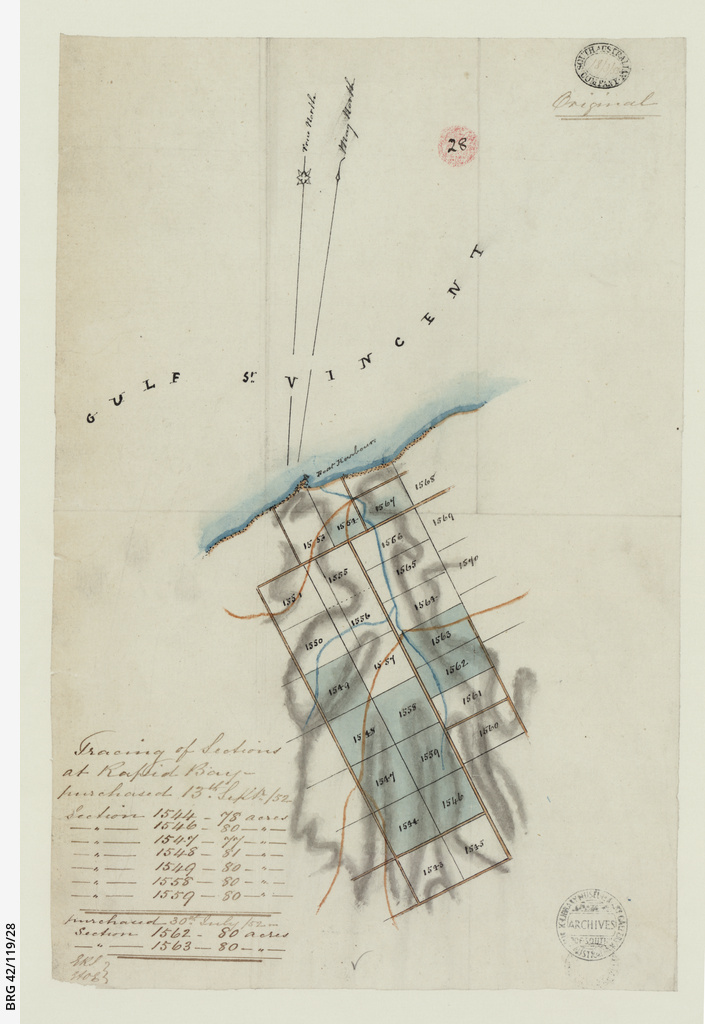 Tracing of sections at Rapid Bay purchased 1852 [cartographic material ...