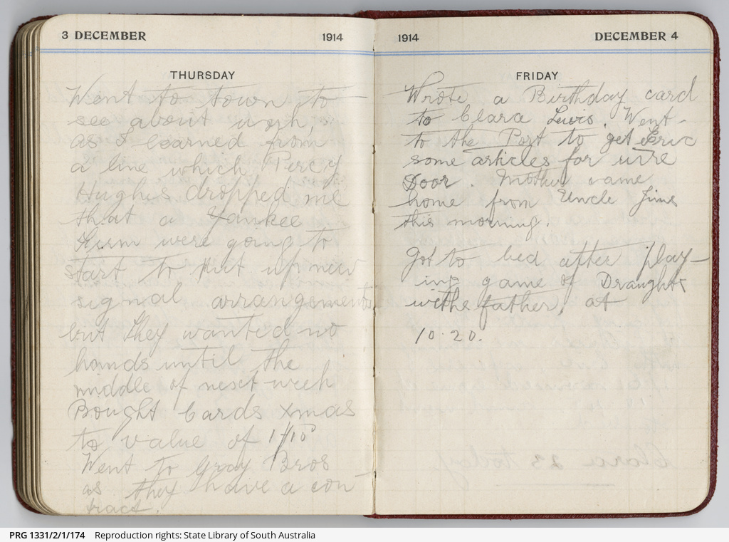 Diary of Frederick Leopold Terrell, 1914 • Manuscript • State Library ...