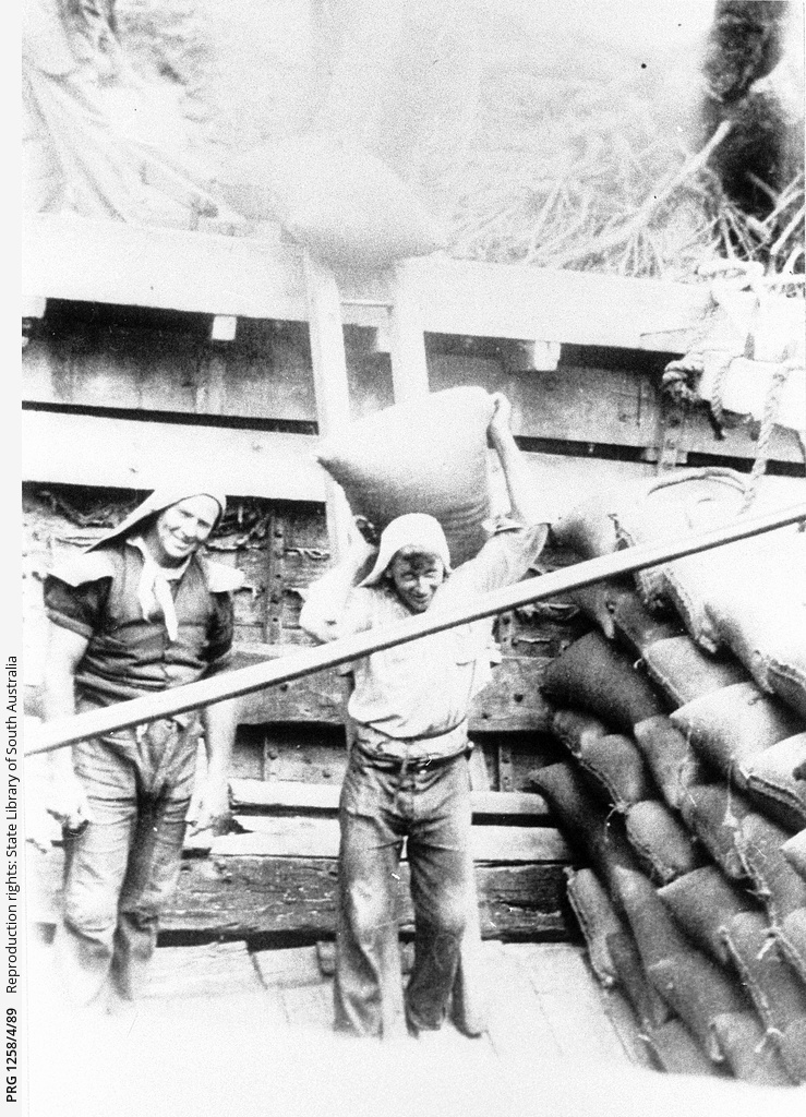 George Makings and Reg Gobbit loading a barge • Photograph • State ...