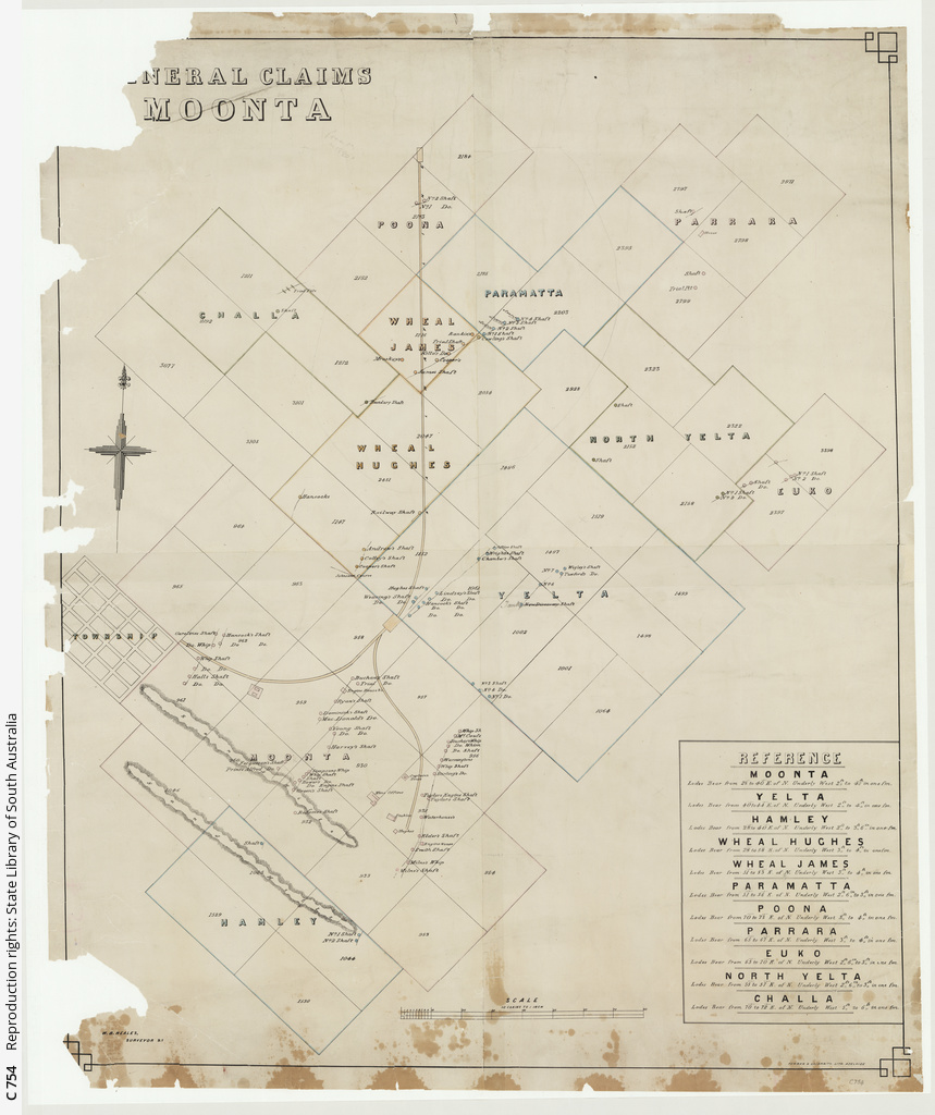 Mineral claims Moonta [cartographic material] / W.B. Neales, Surveyor ...