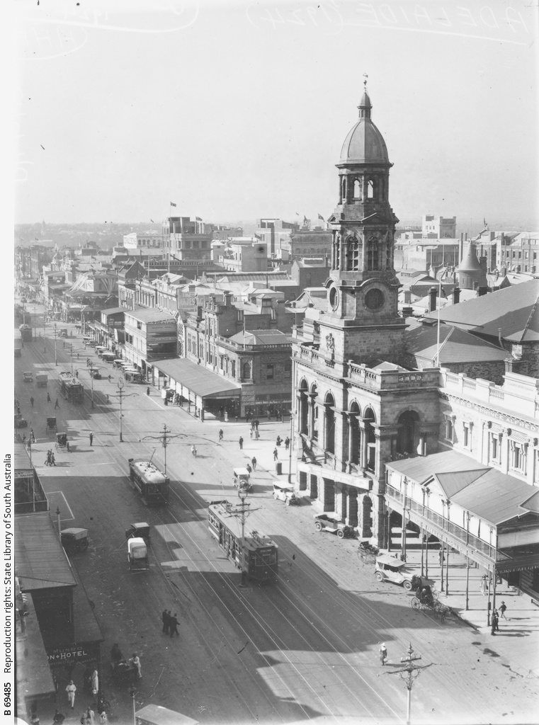 View of the Adelaide Town Hall from the General Post Office Tower ...