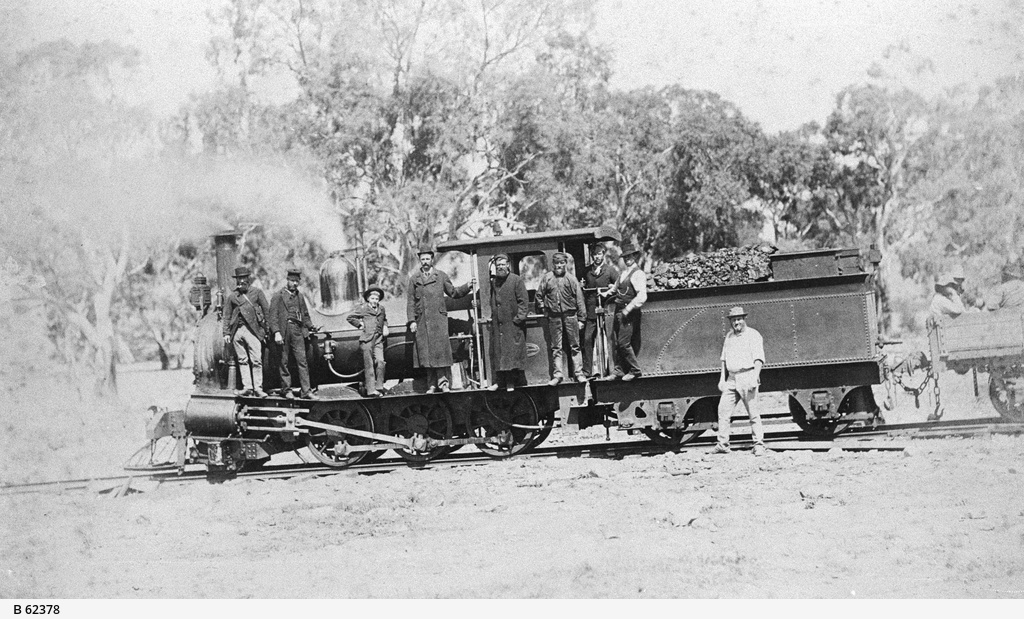 Railway workers on a steam engine • Photograph • State Library of South ...