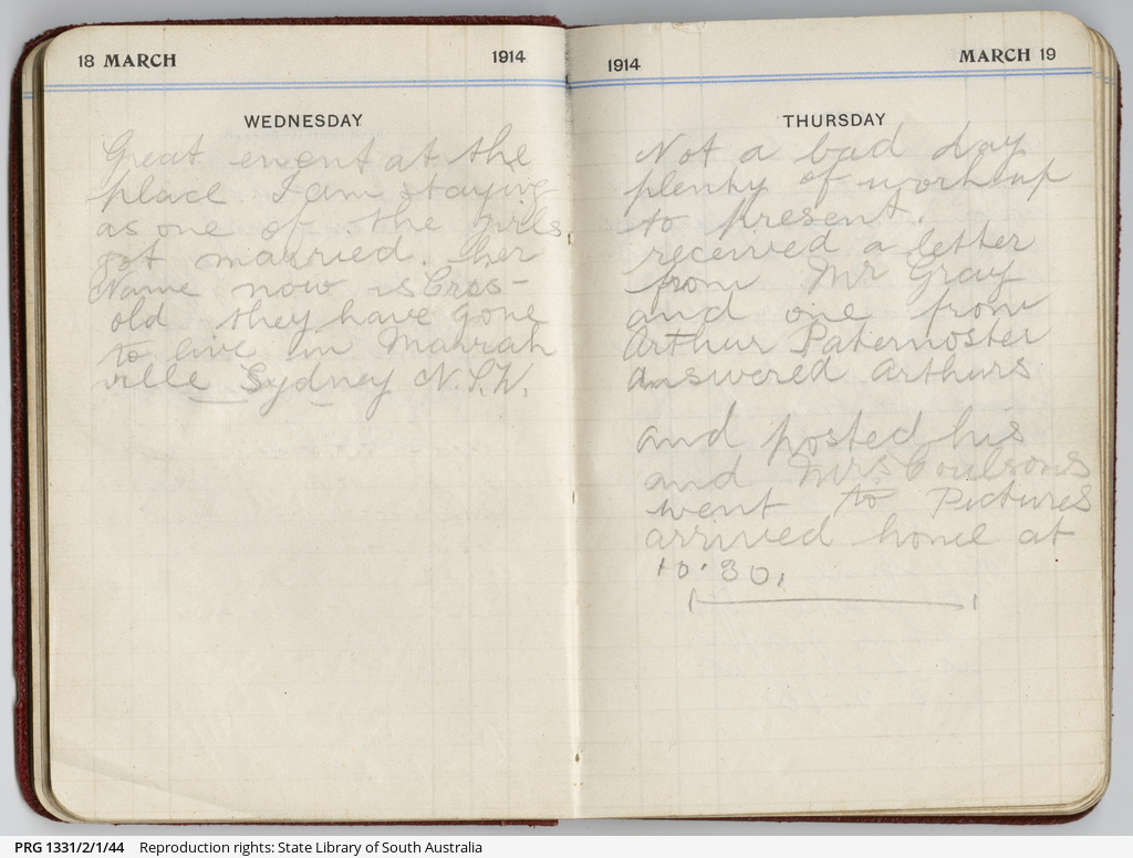 Diary of Frederick Leopold Terrell, 1914 • Manuscript • State Library ...