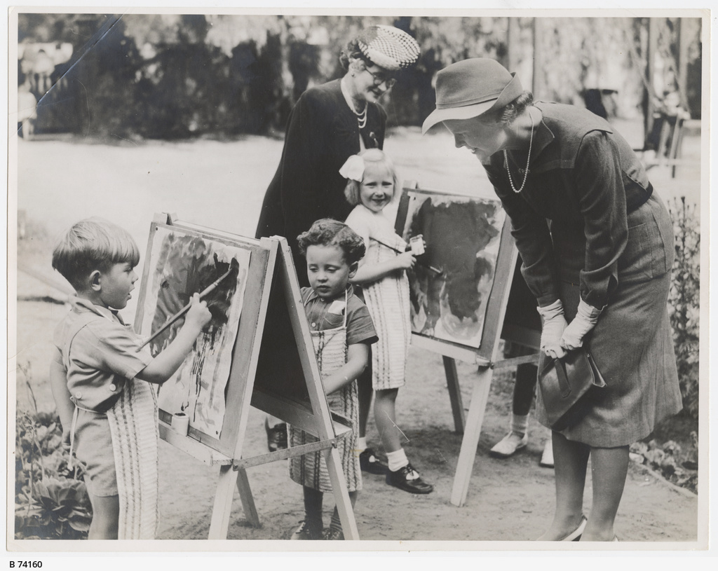 Lady Norrie visiting children at Bowden Kindergarten. • Photograph ...