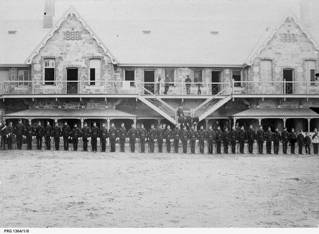 Parade in front of police barracks • Photograph • State Library of ...