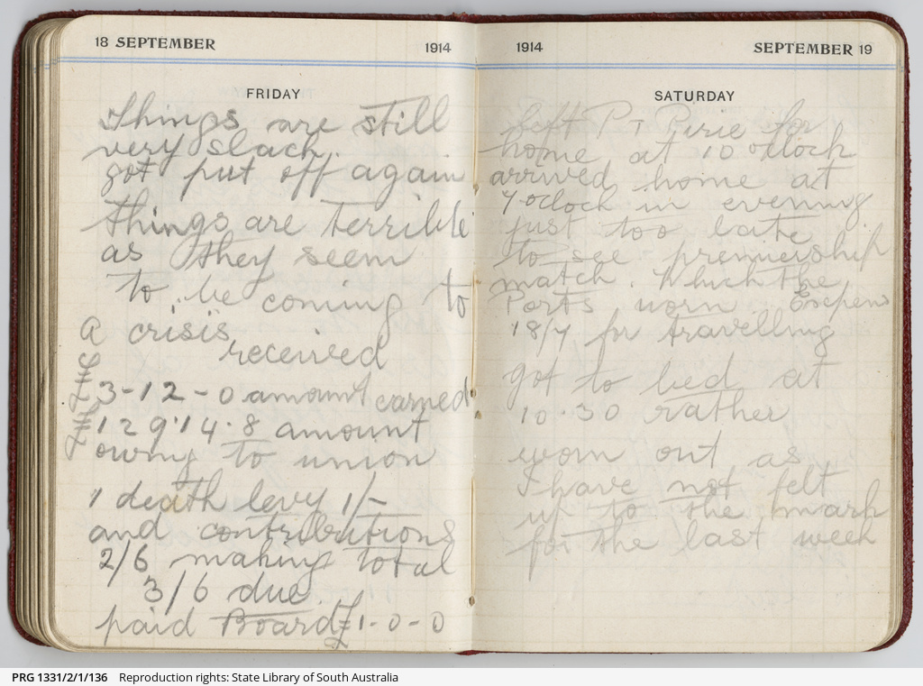 Diary of Frederick Leopold Terrell, 1914 • Manuscript • State Library ...