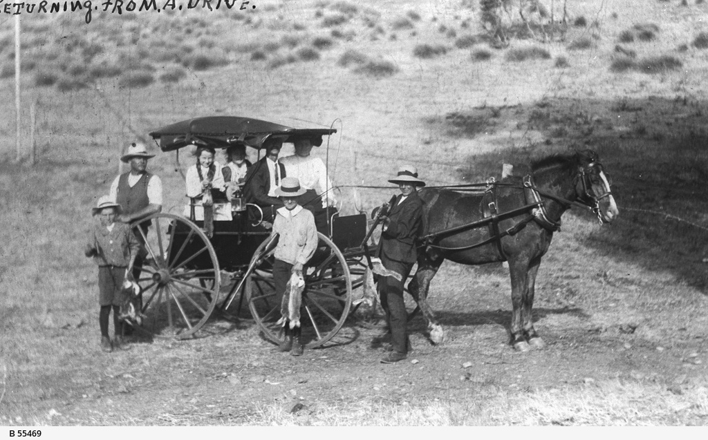 People holding dead rabbits • Photograph • State Library of South Australia