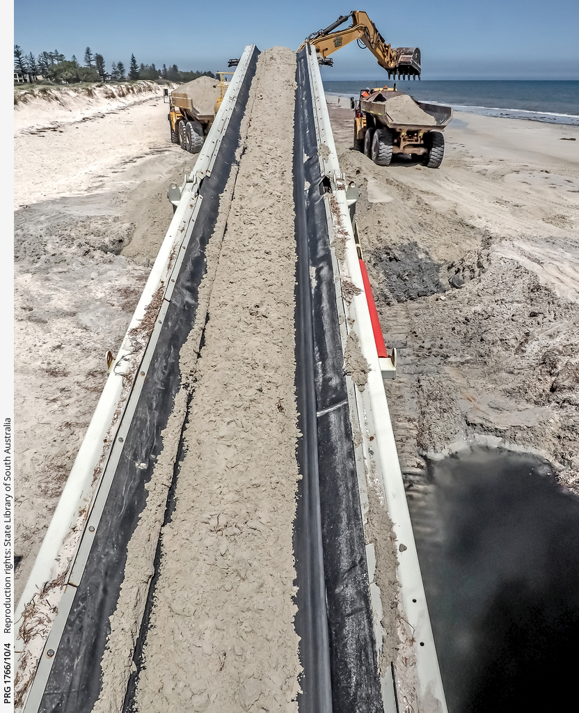 Sand conveyer at Semaphore Beach • Photograph • State Library of South ...