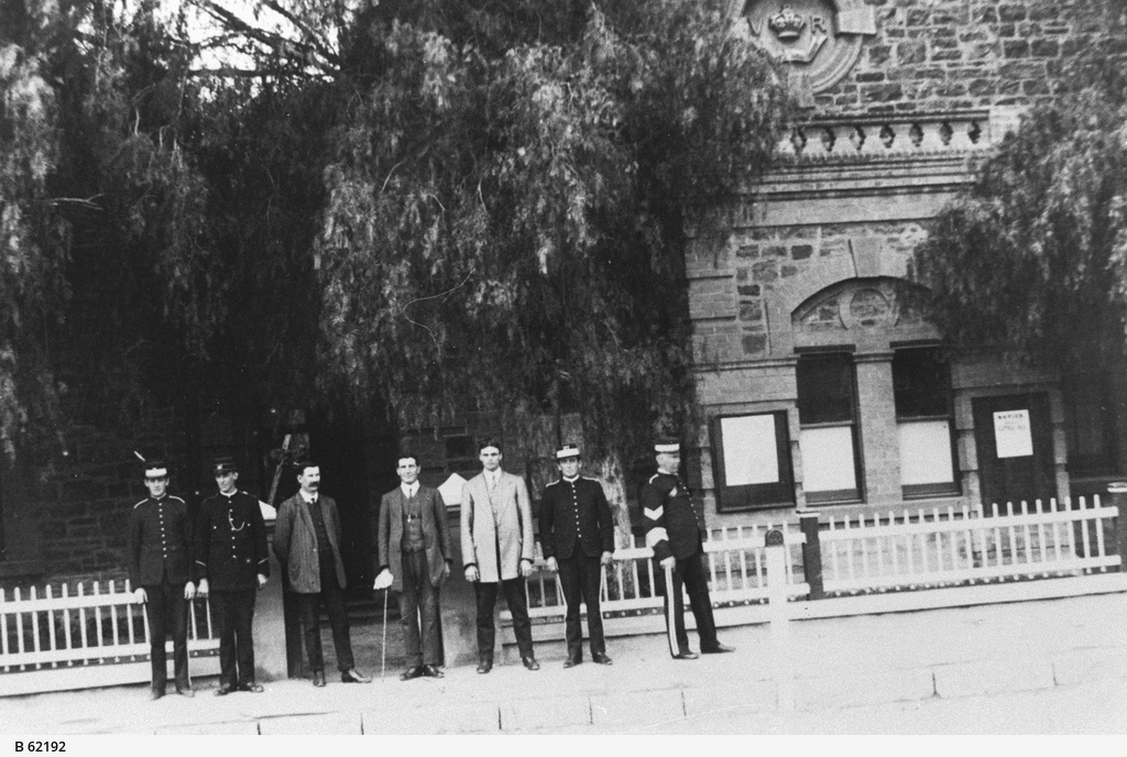 Police outside Port Augusta police station • Photograph • State Library ...