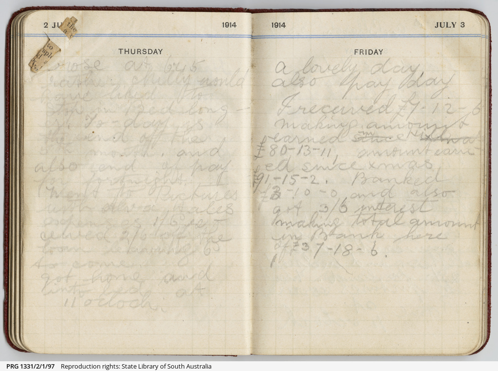 Diary of Frederick Leopold Terrell, 1914 • Manuscript • State Library ...