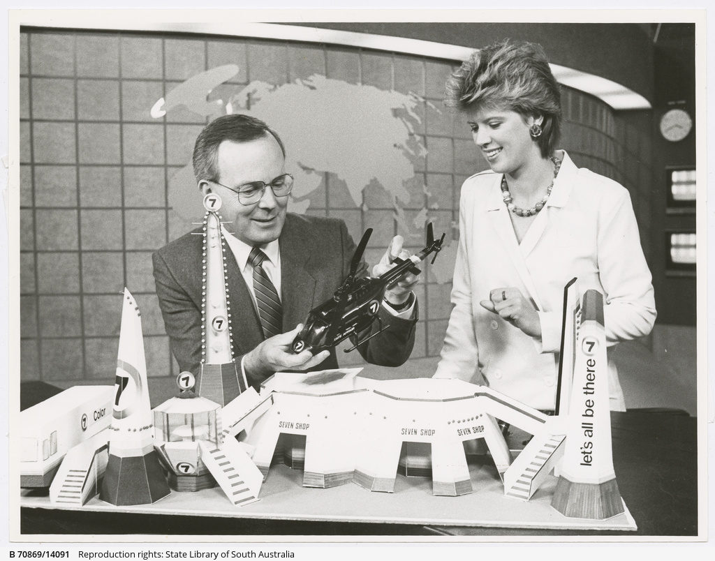 Seven's newsreaders, Anne Fulwood and Kevin Crease looking at the multi ...
