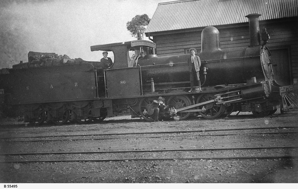 Early model steam train • Photograph • State Library of South Australia