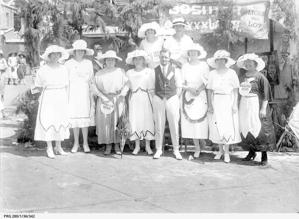 Women and a man representing 'Boshter Beer' • Photograph • State ...