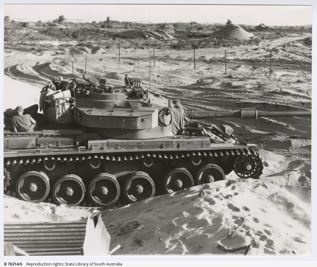A tank on perimeter duty in Vietnam • Photograph • State Library of ...
