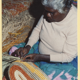 Traditional weaving by Aboriginal women • Photograph • State Library of ...