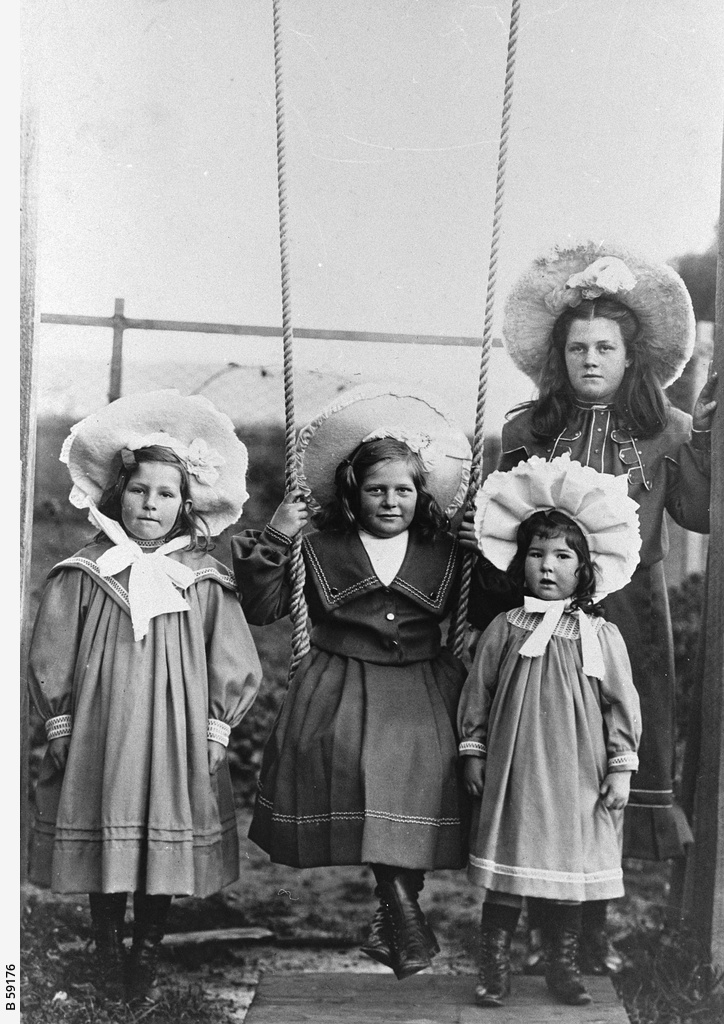 Four young girls from the Cosh family • Photograph • State Library of ...