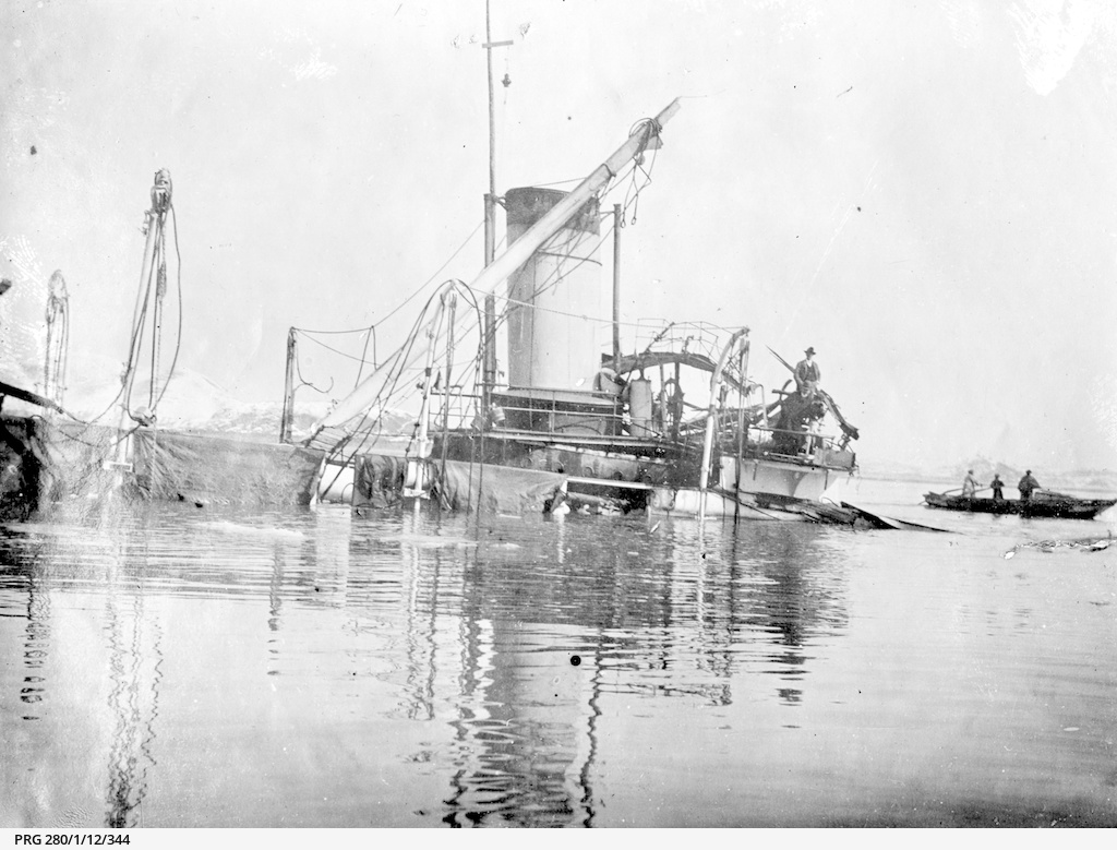 The wreck of the Russian gunboat 'Korietz' • Photograph • State Library ...