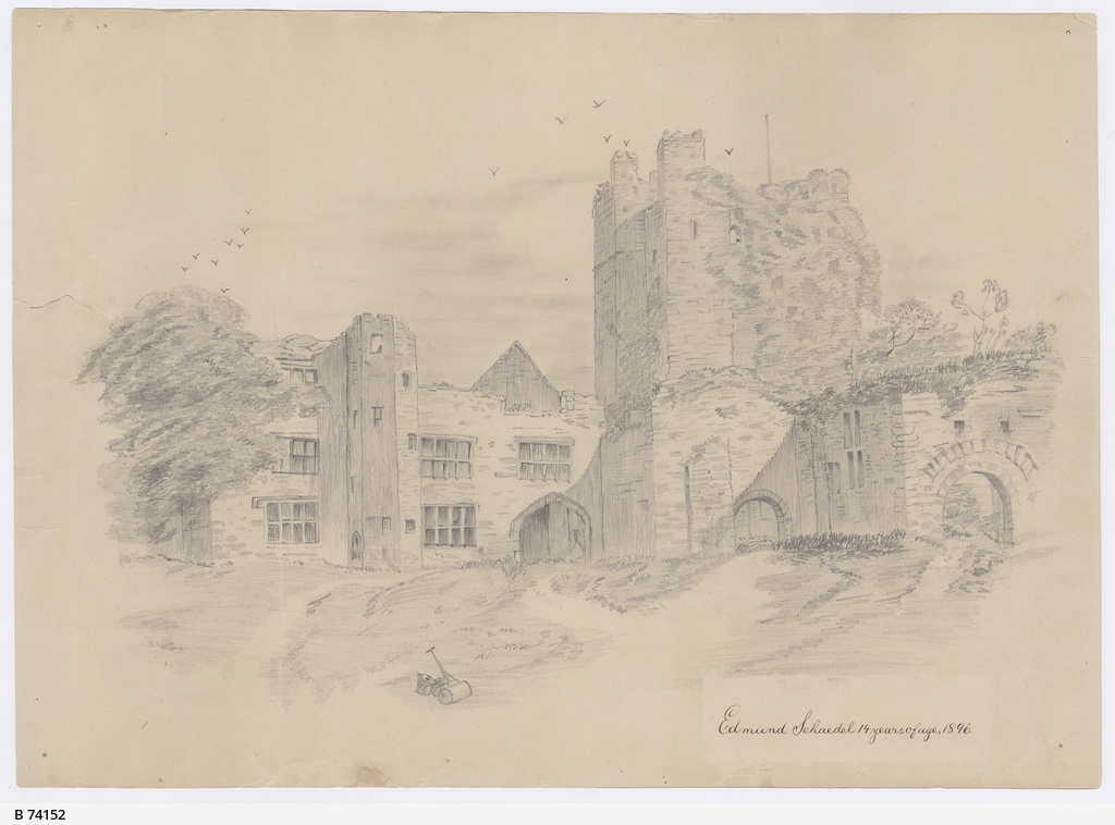 Drawing of a historic stone building • Artwork • State Library of South ...