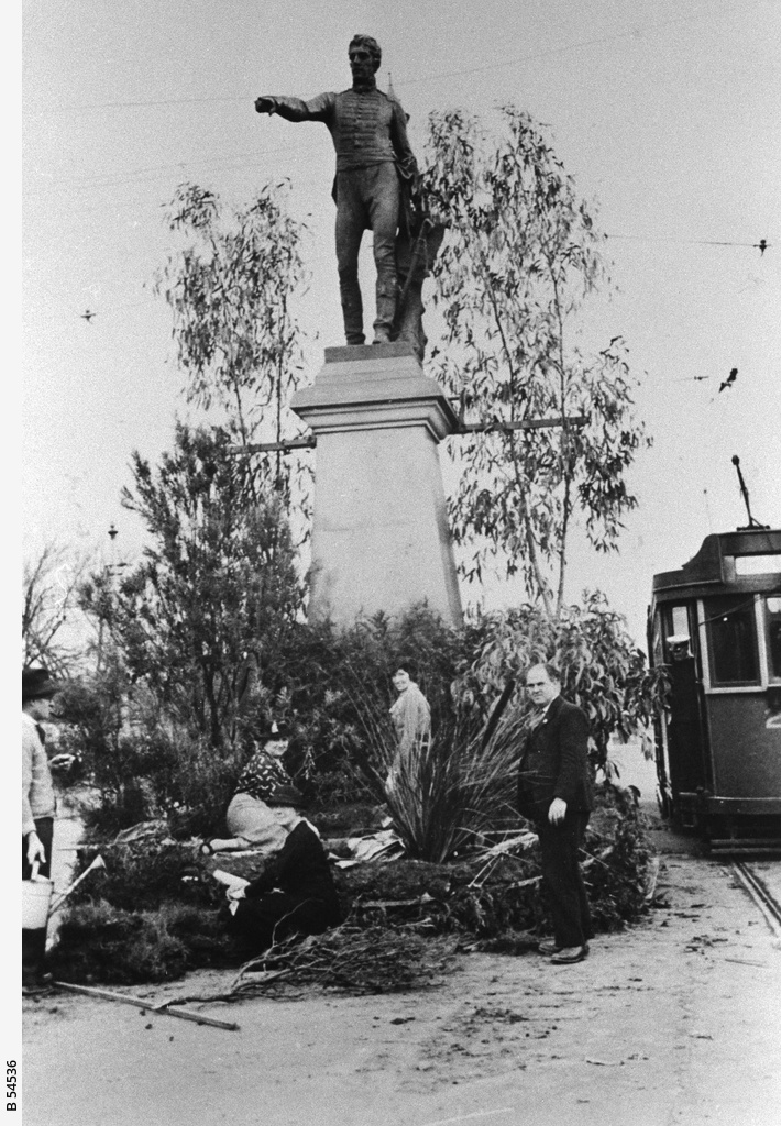 Decorating the Colonel Light Statue • Photograph • State Library of ...