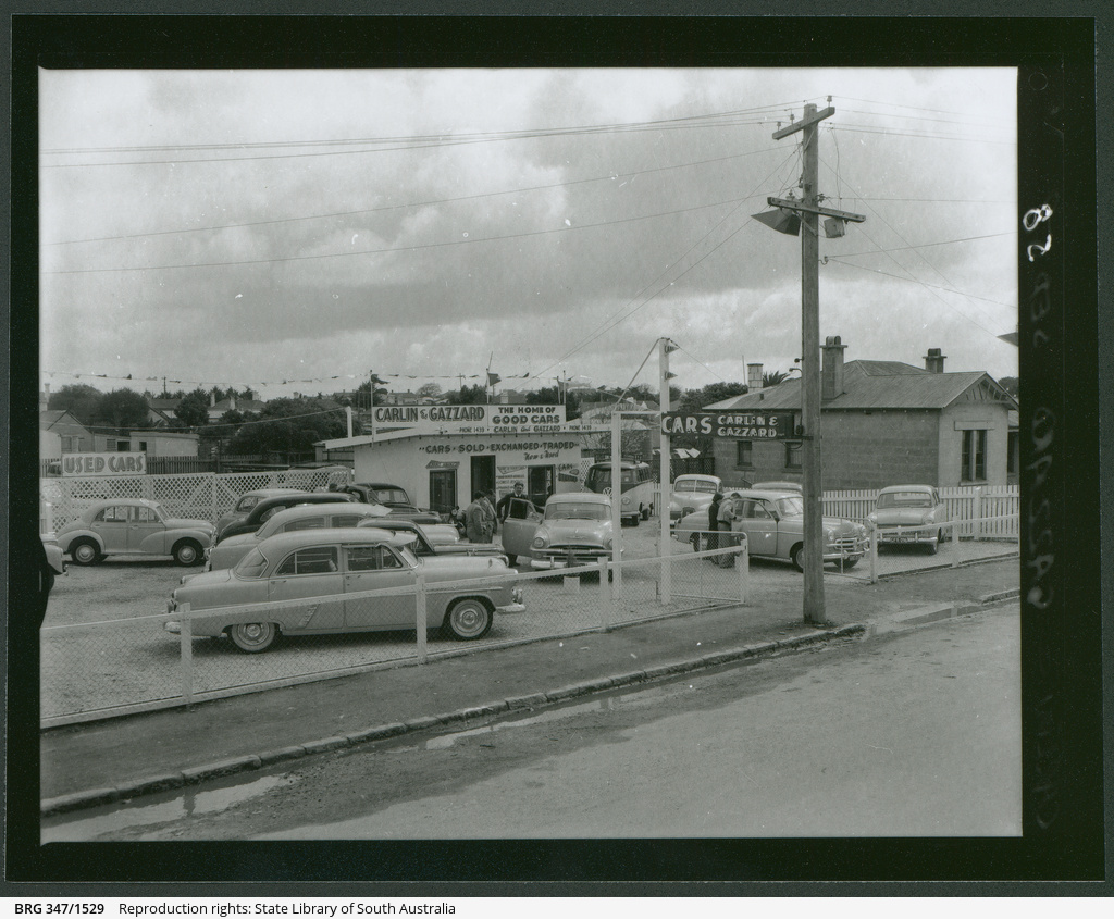 Carlin and Gazzard car yard • Photograph • State Library of South Australia