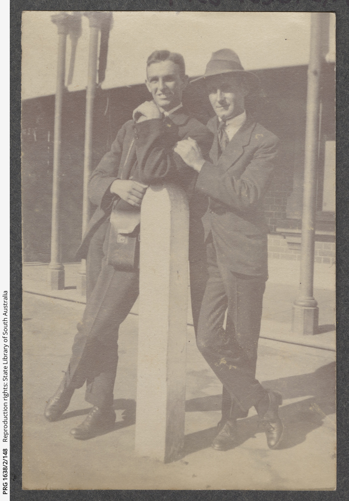Two men posing • Photograph • State Library of South Australia