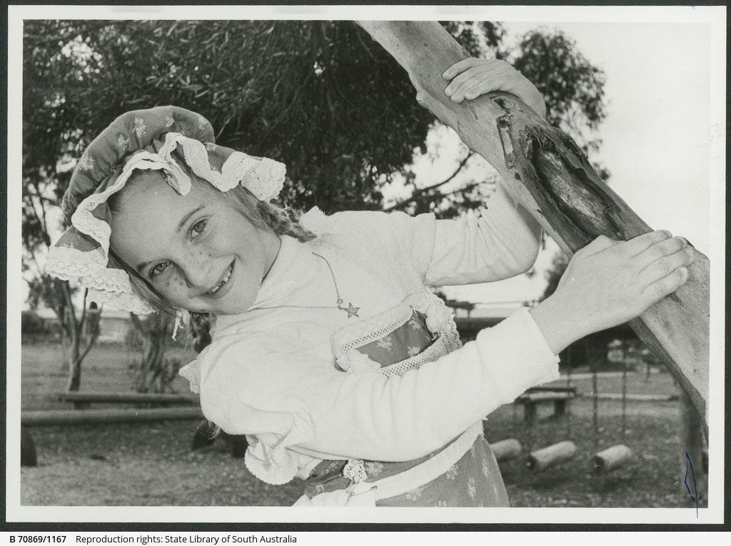 Sweet Melissa, 6, peeks out from behind a tree. 31 August 1988 ...