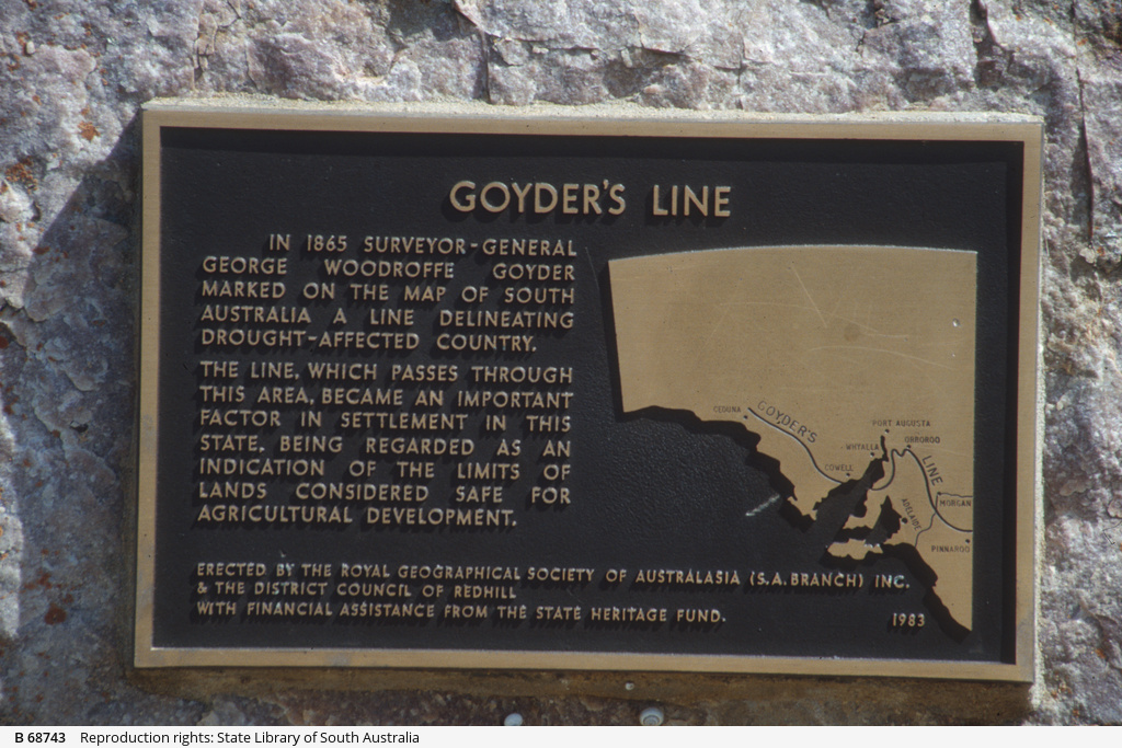 Goyder's line plaque • Photograph • State Library of South Australia