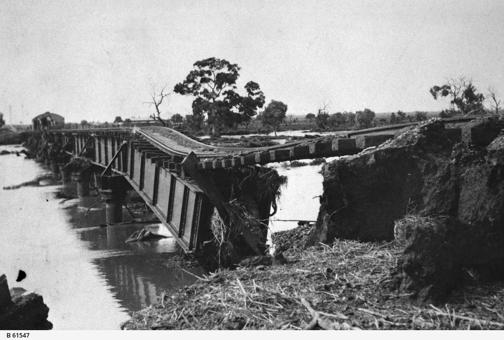 Damaged railway track at Willochra Creek • Photograph • State Library ...
