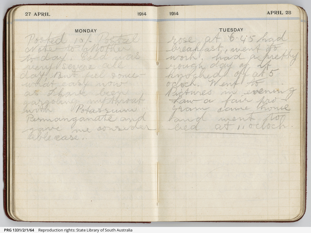 Diary of Frederick Leopold Terrell, 1914 • Manuscript • State Library ...
